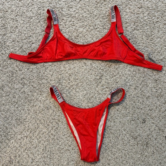 Victoria's Secret | Swim | Victorias Secret Bold Red Bikini With Shiny ...